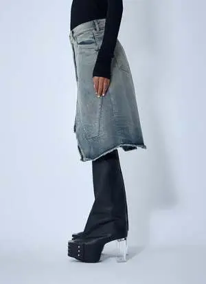 Rick Owens Slivered Denim Skirt