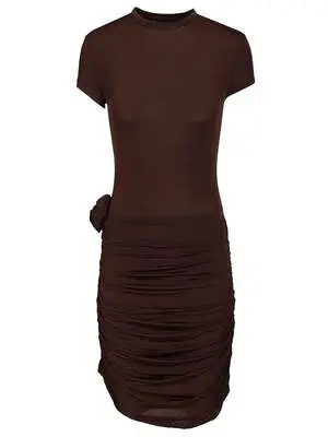 ROTATE BY BIRGER CHRISTENSEN Draped Mini Dress With Rosette Detail