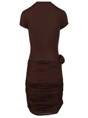 ROTATE BY BIRGER CHRISTENSEN Draped Mini Dress With Rosette Detail