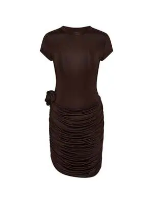 ROTATE BY BIRGER CHRISTENSEN Draped Mini Dress With Rosette Detail