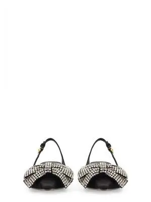 Dolce & Gabbana Satin Sling-back With Rhinestone Embellishment - Black
