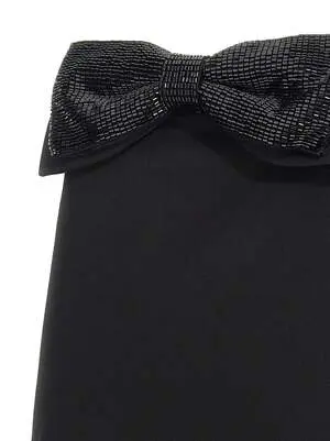 SELF-PORTRAIT Crepe Bandeau Mini Dress With Beaded Bow Detail - Black