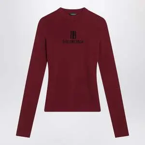 Balenciaga Ribbed Burgundy Nano Bb Sweater - Red