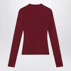 Balenciaga Ribbed Burgundy Nano Bb Sweater - Red