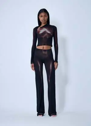JEAN PAUL GAULTIER Wood Print Mesh Top - Black