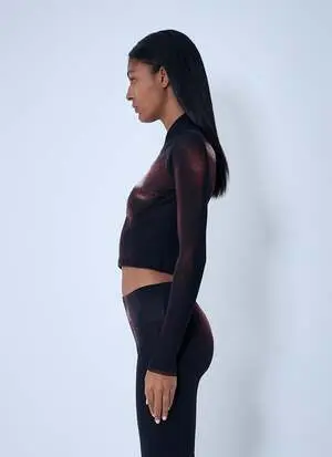 JEAN PAUL GAULTIER Wood Print Mesh Top - Black