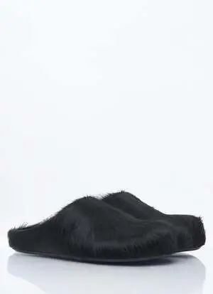 Marni Fussbett Sabot Mules In Calf Hair - Black