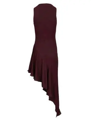Alaïa Asymmetrical Flowing Jersey Dress With Ruffles
