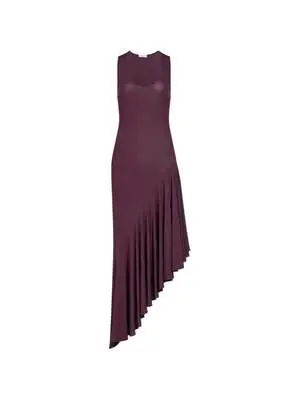 Alaïa Asymmetrical Flowing Jersey Dress With Ruffles