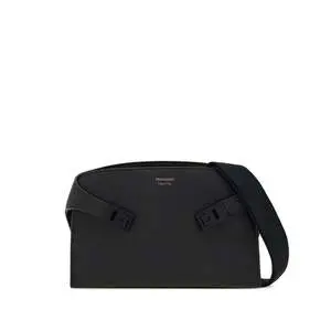 FERRAGAMO Calfskin And Fabric Messenger Bag - Black