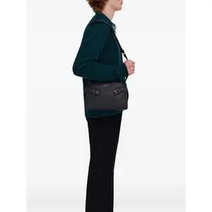 FERRAGAMO Calfskin And Fabric Messenger Bag - Black