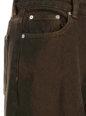 GANNI Brown Tie-dye Denim Wide-leg Jeans - Multicolor