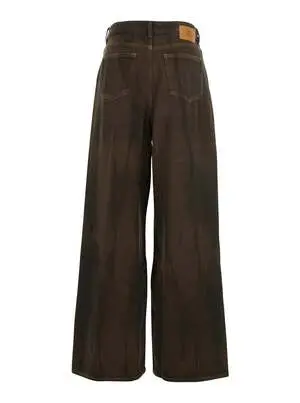 GANNI Brown Tie-dye Denim Wide-leg Jeans - Multicolor