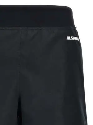 JIL SANDER Stretch Tech Fabric Shorts With Logo Detail - Black