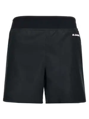 JIL SANDER Stretch Tech Fabric Shorts With Logo Detail - Black