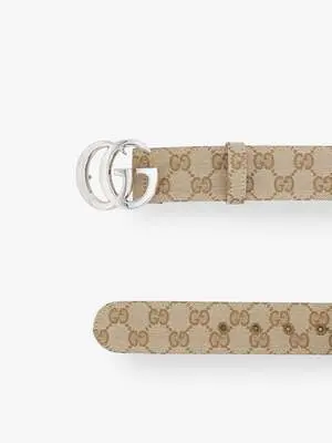 Gucci Gg Fabric Belt With Double G Buckle - Multicolor