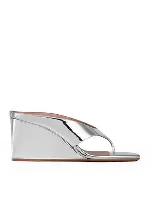 Alaïa Cube Flip-flop Wedge Mules In Metallic Leather