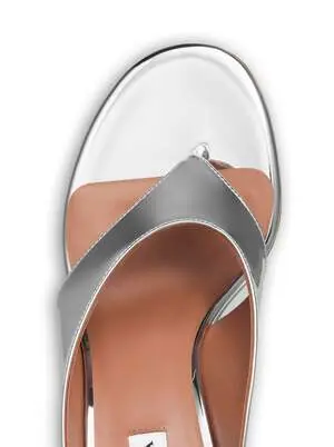 Alaïa Cube Flip-flop Wedge Mules In Metallic Leather
