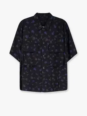 Sacai Cotton Blend Shirt With Floral Print - Black