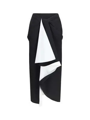 Givenchy Draped Midi Skirt In Double-faced Wool And Mohair - Black