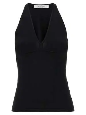 Max Mara V-neck Stretch Viscose Crêpe Top