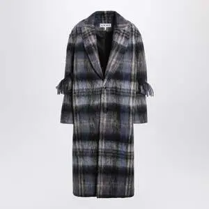 Loewe Checked Mohair And Wool Blend Coat - Blue
