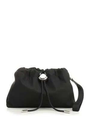 Moncler Pouch With Leather Inserts And Drawstring Closure - Black