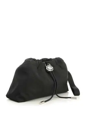 Moncler Pouch With Leather Inserts And Drawstring Closure - Black