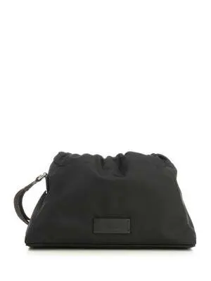 Moncler Pouch With Leather Inserts And Drawstring Closure - Black