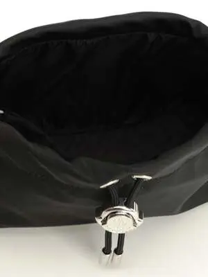 Moncler Pouch With Leather Inserts And Drawstring Closure - Black