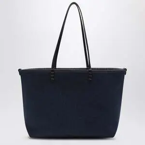 Fendi Roll Medium Reversible Shopping Bag In Denim
