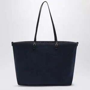 Fendi Roll Medium Reversible Shopping Bag In Denim