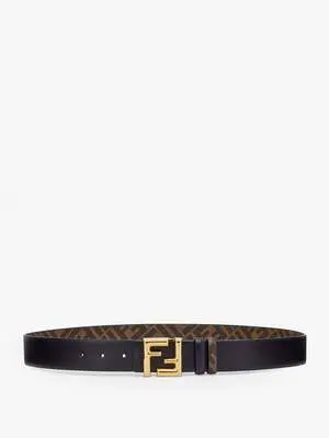 Fendi Rounded Reversible Belt With Gold Ff Buckle - Multicolor