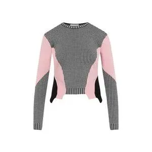 Alexander McQueen Wool Houndstooth Paneled Pullover