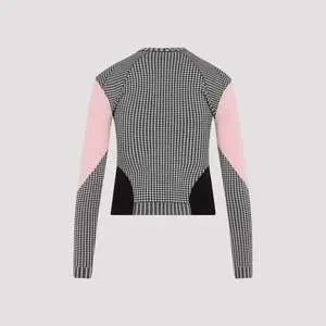 Alexander McQueen Wool Houndstooth Paneled Pullover