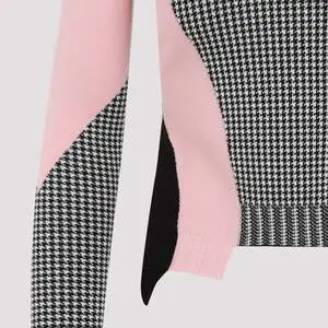 Alexander McQueen Wool Houndstooth Paneled Pullover
