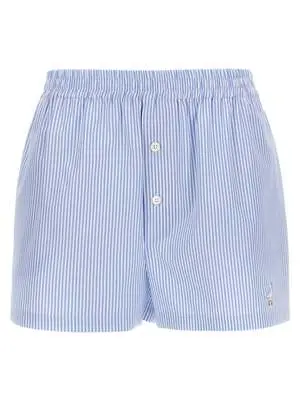 Moschino Striped Cotton Poplin Boxer Shorts - Blue