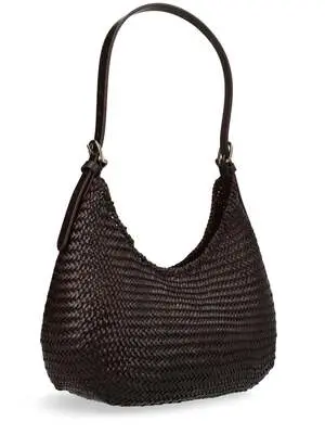 Dragon Diffusion Half Moon Woven Leather Shoulder Bag - Brown