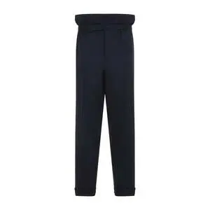 Saint Laurent Wool Belted Paperbag Waist Pants