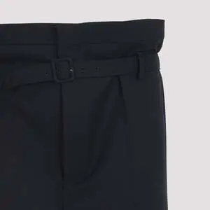 Saint Laurent Wool Belted Paperbag Waist Pants
