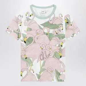 Chloé CHLOE Baby Fit Crew Neck T-Shirt In Organic Cotton Jersey With Flamingo Print Multicolor