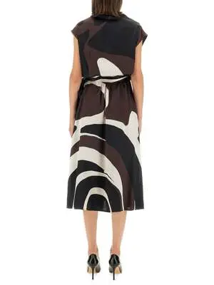 Kiton Printed Silk Dress - Brown