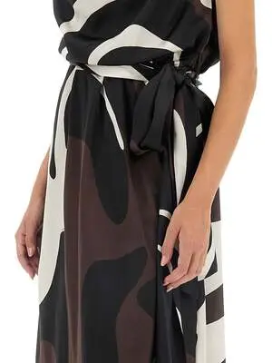 Kiton Printed Silk Dress - Brown