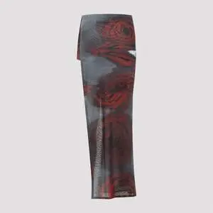 JEAN PAUL GAULTIER Asymmetric Blurry Roses Midi Skirt - Multicolor