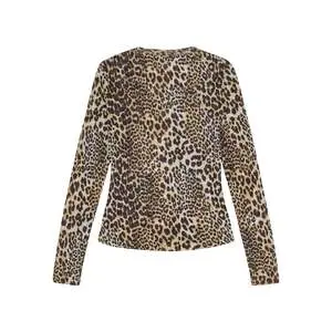 GANNI Long Sleeve Leopard Print Top - Brown