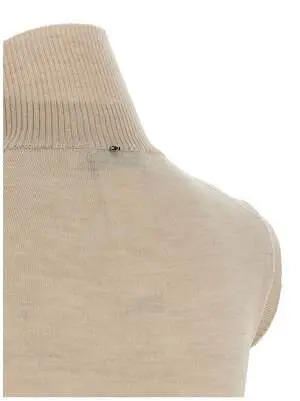 Sportmax Vertigo Sleeveless High Neck Wool Top - Cream