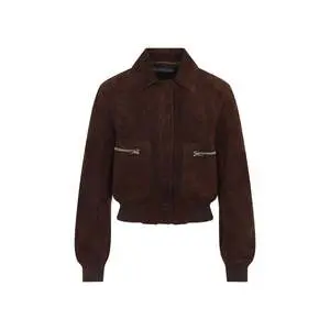TOM FORD Lamb Suede Bomber Jacket - Brown