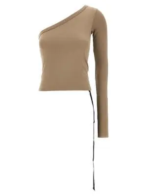 Rick Owens Ziggy One-shoulder Long Sleeve Top - Cream