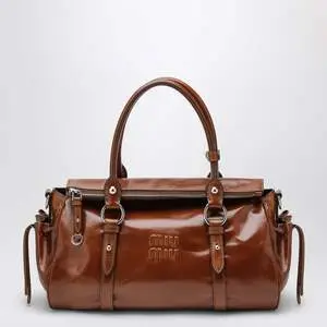 Miu Miu Glossy Leather Top-handle Bag - Brown