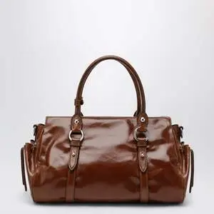 Miu Miu Glossy Leather Top-handle Bag - Brown
